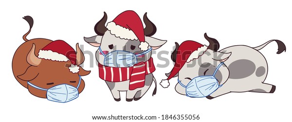 Set Cute Cartoon Cows Wearing Medical Stock Vector (Royalty Free ...
