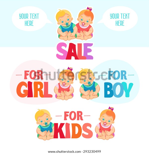 Set Cute Cartoon Kids Design Templates Stock Vector (Royalty Free ...