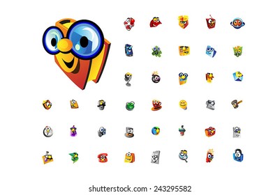 Set Cute Cartoon Objects Variety Facial Stock Vector (Royalty Free ...