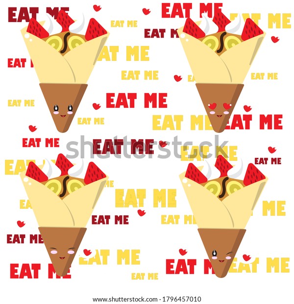 Set Cute Character Crepes Text Stock Vector (Royalty Free) 1796457010
