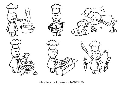 Set Cute Chef Men Doodle Vector Stock Vector (Royalty Free) 516290875 ...