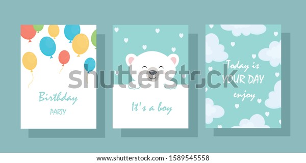 Set Cute Childrens Greeting Cards Quotes Stock Vector (Royalty Free ...