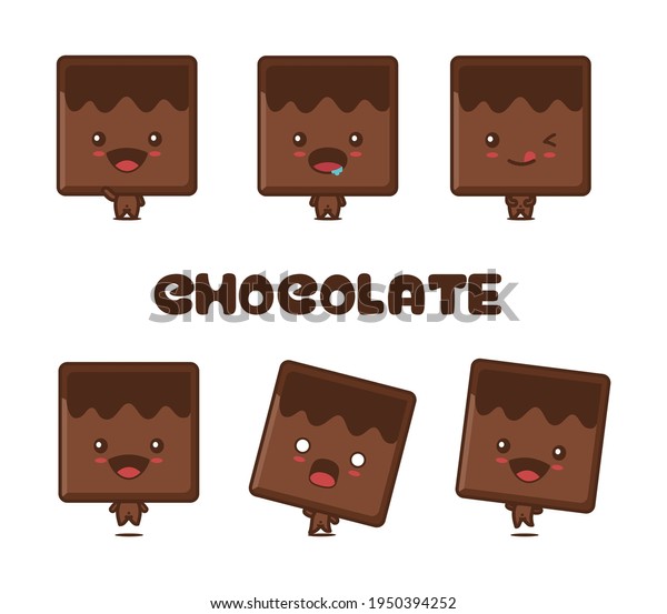 Set Cute Chocolate Bar Character Design Stock Vector (Royalty Free ...