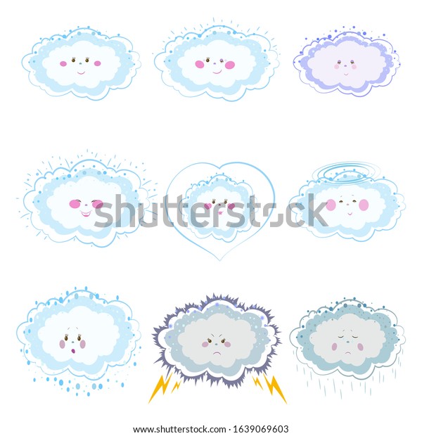 Set Cute Clouds On White Background Stock Vector (Royalty Free ...