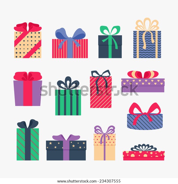 Set Cute Colorful Gift Boxes Isolated Stock Vector (Royalty Free ...
