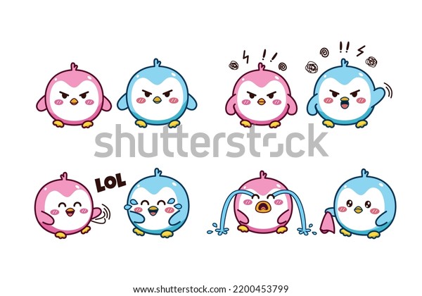 Set Cute Couple Blue Pink Little Stock Vector (Royalty Free) 2200453799 ...