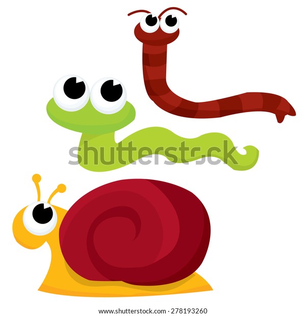 Set Cute Crawlers Cartoon Vector Illustration: vector de stock (libre ...