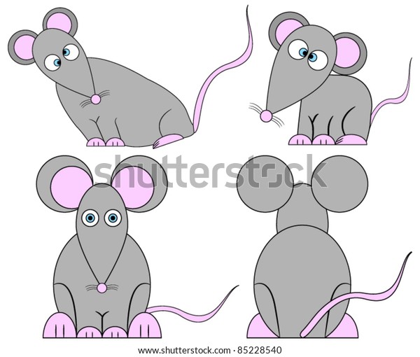 Set Cute Crazy Cartoon Mice Stock Vector (Royalty Free) 85228540 ...