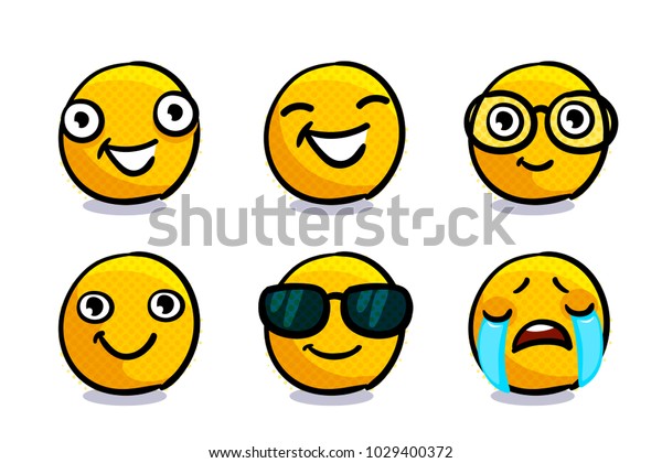 Set Cute Emoji Pop Art Style Stock Vector (Royalty Free) 1029400372 ...