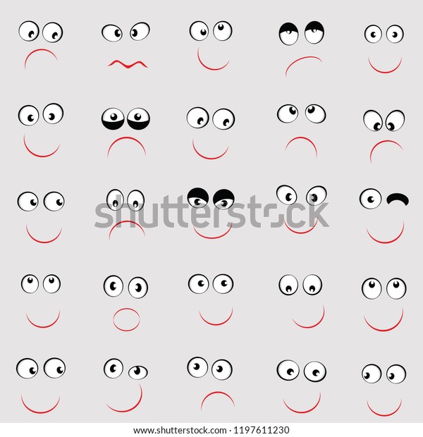 Set Cute Emoticons Different Emotions Stock Vector (Royalty Free ...