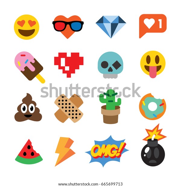 Conjunto de emoticonos bonitos, emoticones, diseño: vector de stock ...