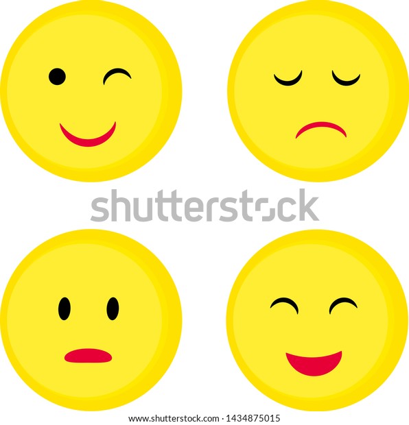 Set Cute Emoticons Vector Illustration Stock Vector (Royalty Free ...