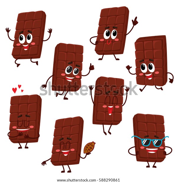 Set Cute Funny Chocolate Bar Characters Stock Vector (Royalty Free ...