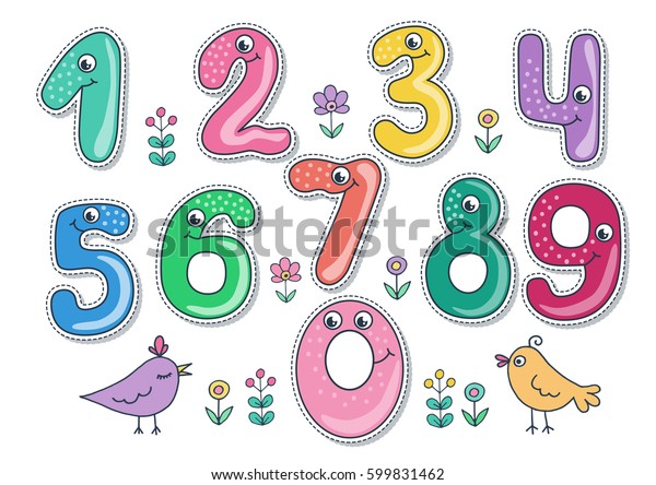 Set Cute Funny Colorful Smiling Number Stock Vector (Royalty Free ...