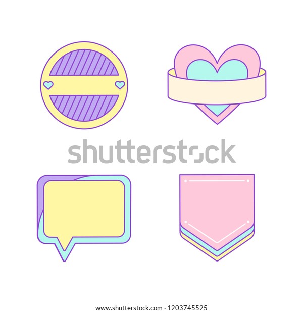 Set Cute Girly Badge Vectors Stock Vector (Royalty Free) 1203745525 ...