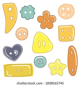 Set Cute Hand Drawn Buttons Sewing Stock Vector (Royalty Free ...