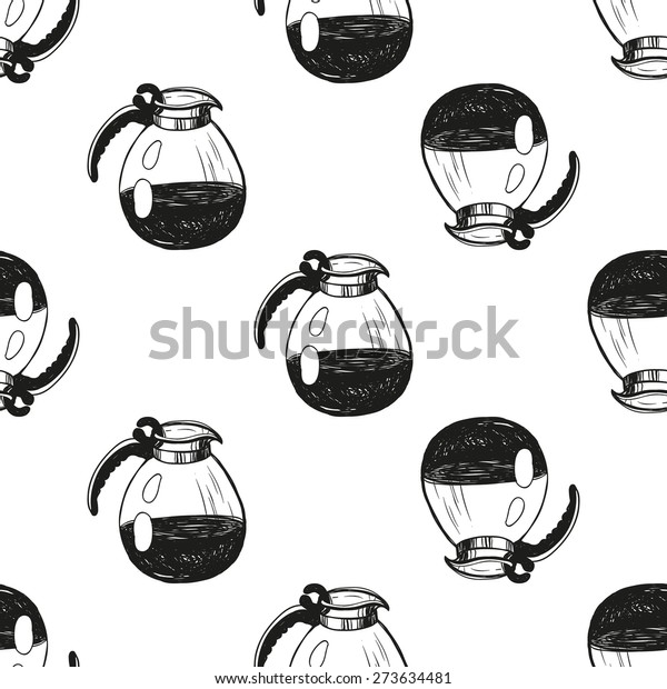 Set Cute Hand Drawn Cafetiere Vector: vector de stock (libre de ...