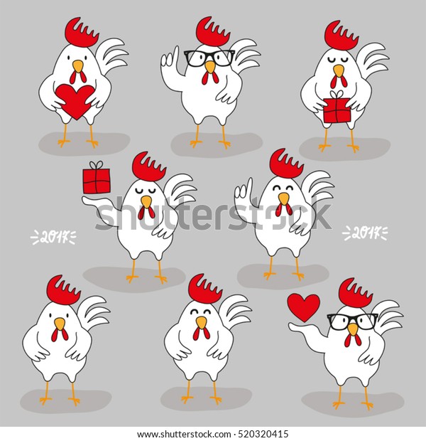 Set Cute Hand Drawn Cartoon Characters Stock Vector (Royalty Free ...