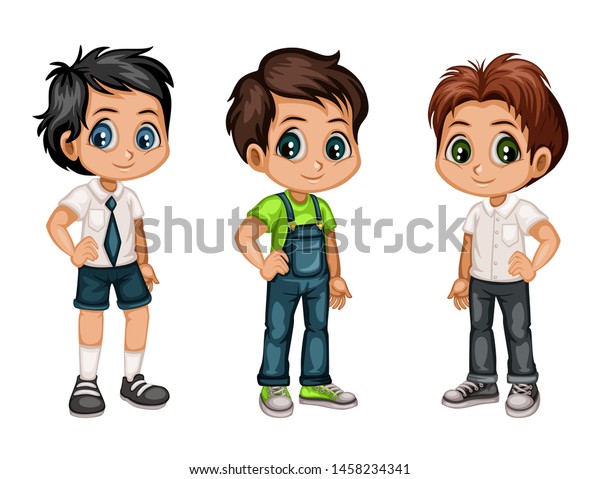 Set Cute Handsome Boys Stylish Clothes Stock Vector (Royalty Free ...