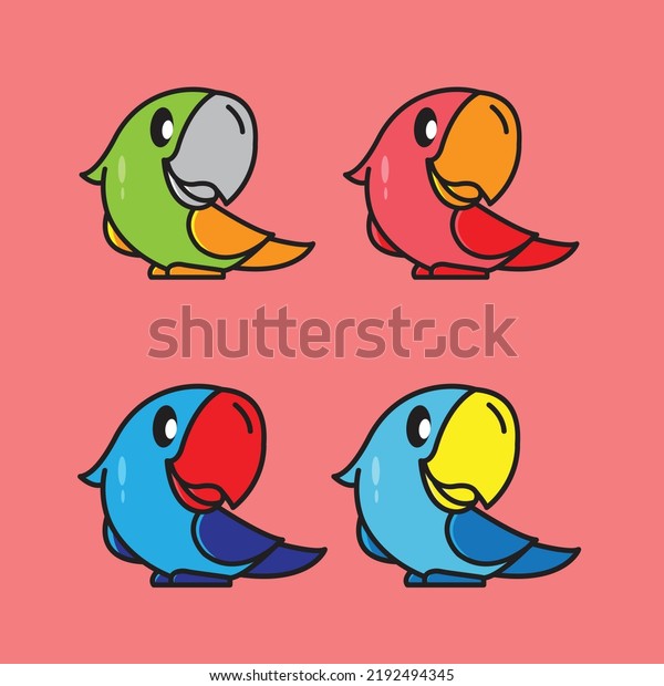Set Cute Happy Bird Cartoon Vector Stock Vector (Royalty Free ...