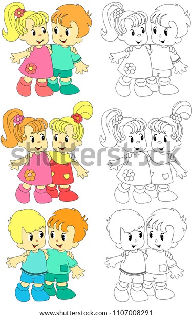 Set Cute Happy Childrens Have Fun Stock Vector (Royalty Free ...
