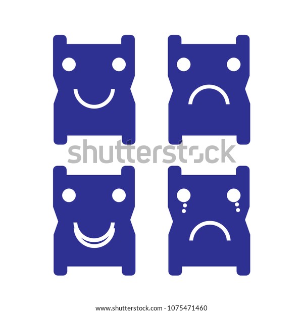 Set Cute Happy Sad Emoticon Stock Vector (Royalty Free) 1075471460 ...