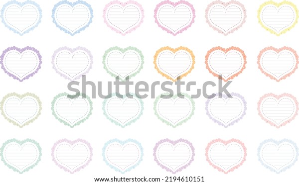 Set Cute Hearts Sticky Note Frame Stock Vector (Royalty Free ...