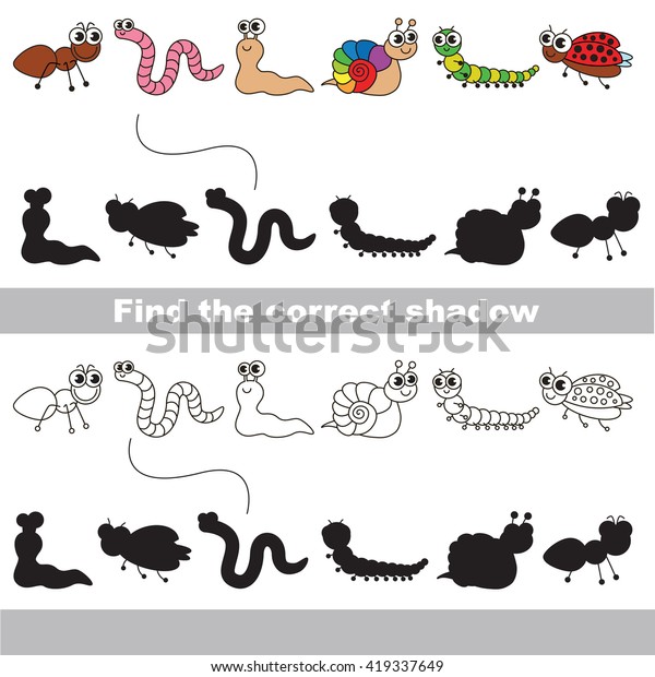 Set Cute Insects Set Shadows Find Stock Vector (Royalty Free) 419337649 ...