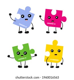 Set Cute Jigsaw Puzzle Pieces Illustration Stock Vector (Royalty Free ...