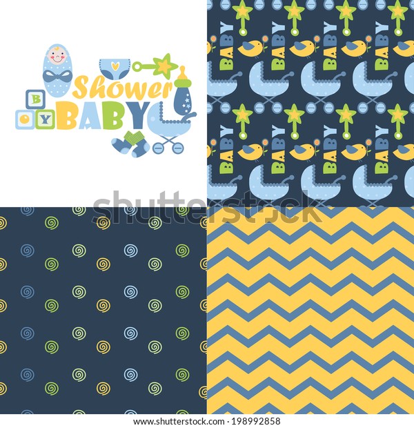 Set Cute Kids Patterns Perfect Baby Stock Vector (Royalty Free ...