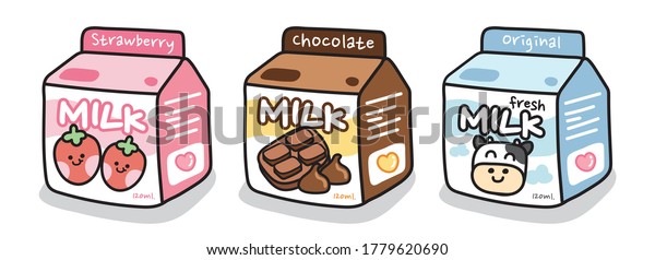 Set Cute Milk Box On White 库存矢量图（免版税）1779620690 | Shutterstock