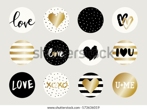 Set Cute Modern Round Stickers St Stock Vector (Royalty Free) 573636019 ...