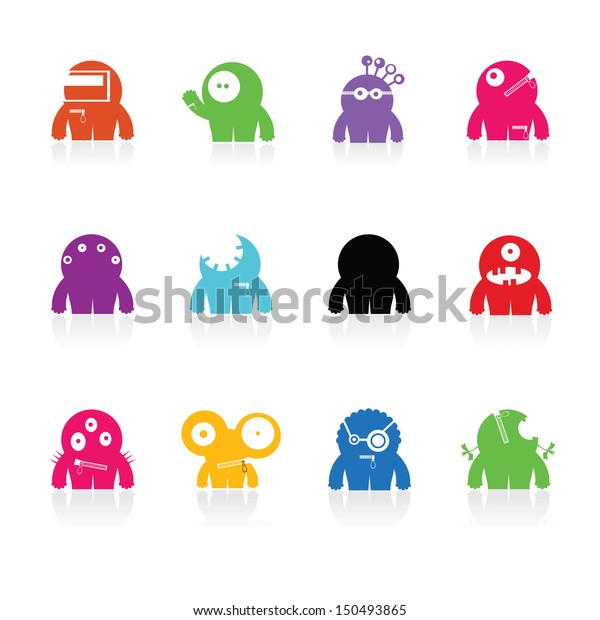 Conjunto de monstruos bonitos: vector de stock (libre de regalías ...