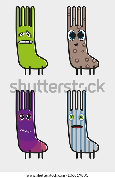 Set Cute Monsters Number 3 Stock Vector (Royalty Free) 106819031 ...