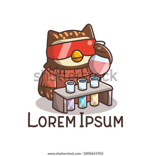 Set Cute Owl Science Mascot Logo Stock Vector (Royalty Free) 1800665902