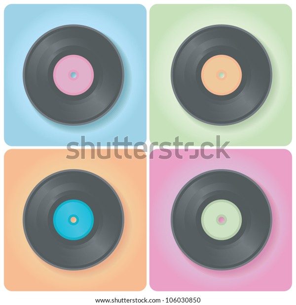 Set Cute Pastel Multicolored Vinyl Records Stock Vector (Royalty Free ...