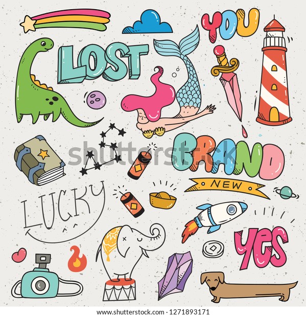 Set Cute Patches Design Stock Vector (Royalty Free) 1271893171 ...
