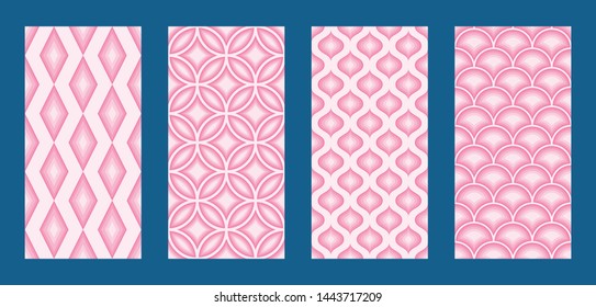 Set Cute Pink Geometric Seamless Textures Stock Vector (Royalty Free ...