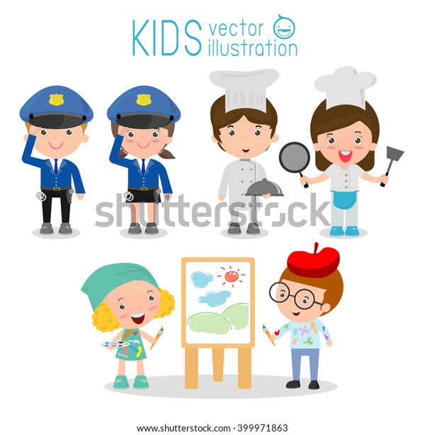 Set Cute Professions Kids Isolated On Stock Vector (Royalty Free) 399971863