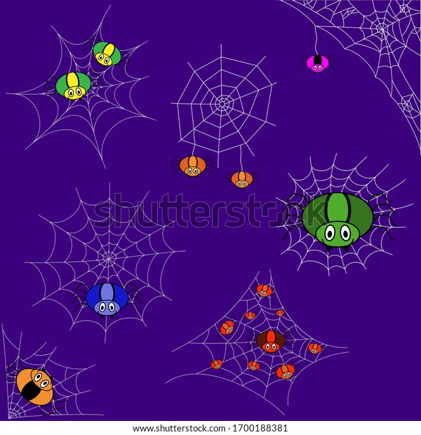 Set Cute Smiling Spiders Cartoon Colored Stock Vector (Royalty Free ...