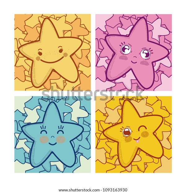 Set Cute Stars Cartoons Stock Vector (Royalty Free) 1093163930 ...