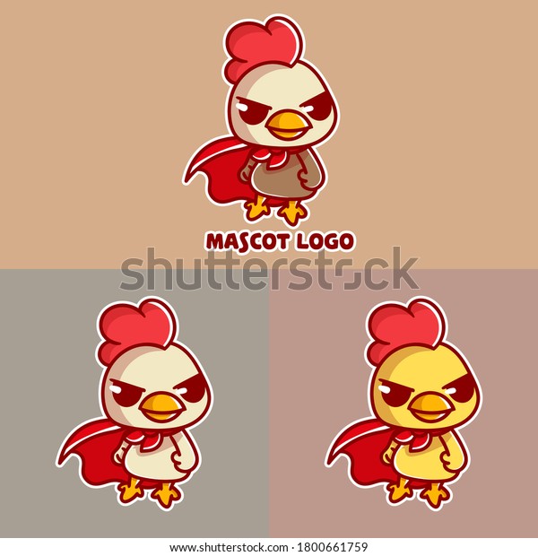 Set Cute Super Chicken Mascot Logo Stock Vector (Royalty Free ...