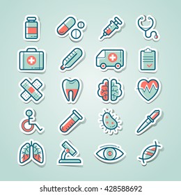 Set Cute Vector Medical Stickers Stock Vector (Royalty Free) 428588692 ...