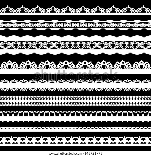 Set Cute White Lace Ribbons On Stock Vector (Royalty Free) 148921793