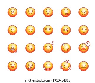 Set Cute Yellow Emotions Vector Stock Vector (Royalty Free) 1910754865 ...