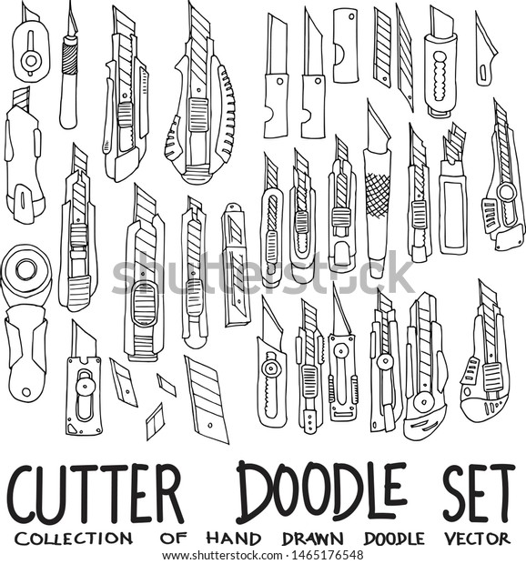 Set Cutter Drawing Illustration Hand Drawn: vector de stock (libre de ...