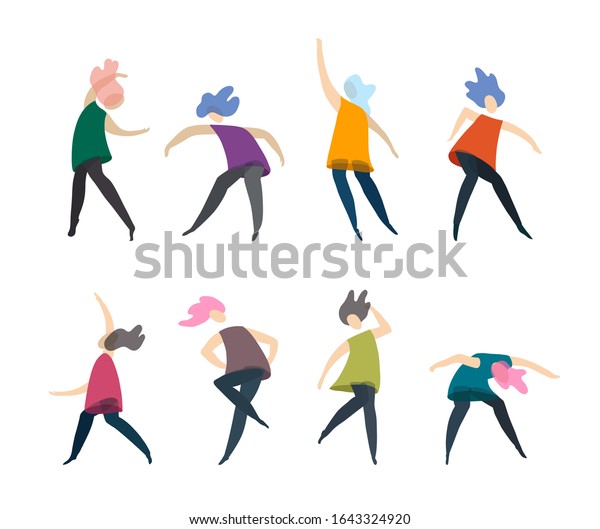 Set Dancing People Funny Cartoon Set Stock Vector (Royalty Free ...