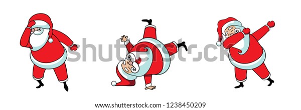 Set Dancing Santas Cartoon Santa Claus Stock Vector (Royalty Free ...