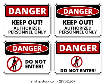 Set Danger Not Authorized Signs Four Stock Vector (Royalty Free ...
