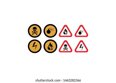 Set Danger Symbols On White Background Stock Vector (Royalty Free ...